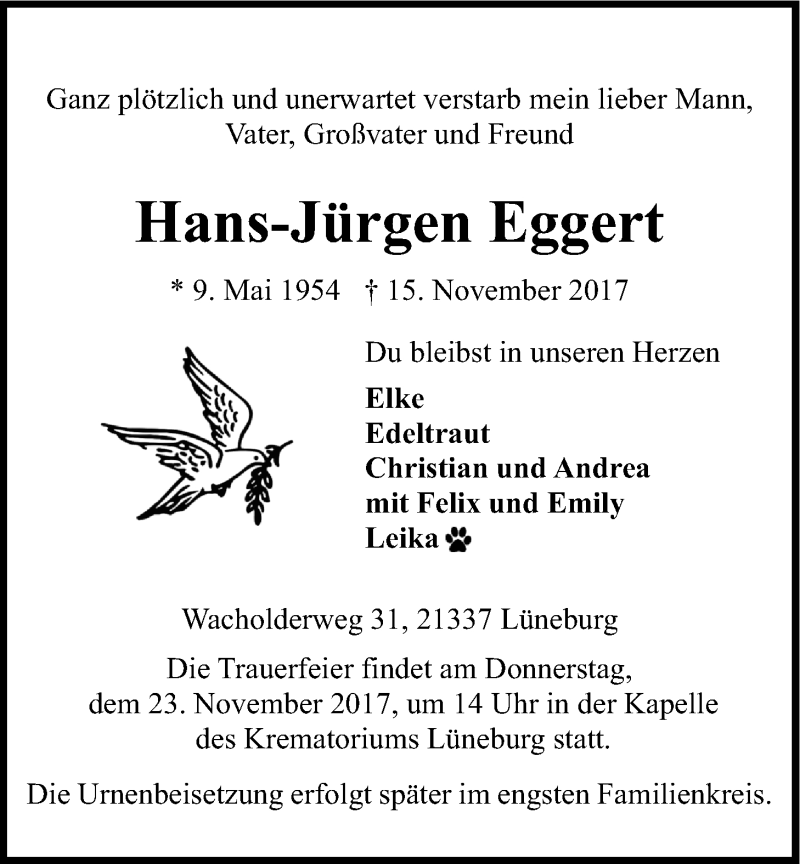 Traueranzeigen von Hans-Jürgen Eggert | Trauer-Lüneburg.de