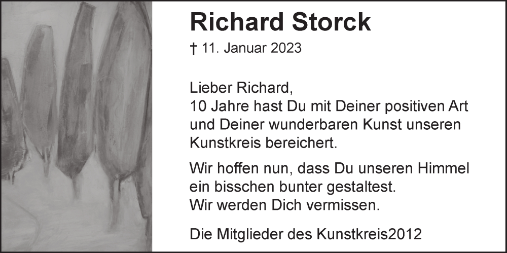 Traueranzeigen von Richard Storck | Trauer-Lüneburg.de