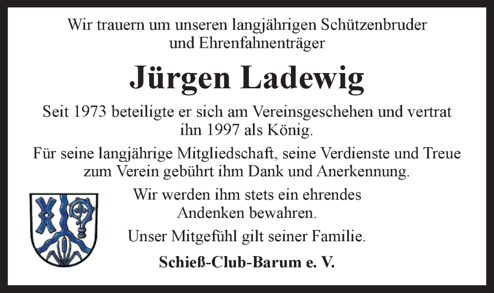 Traueranzeigen von Jürgen Ladewig | Trauer-Lüneburg.de